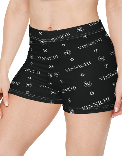 Vinnichi Monogram Women's Logo Shorts — Black All-Over Print Athletic ...